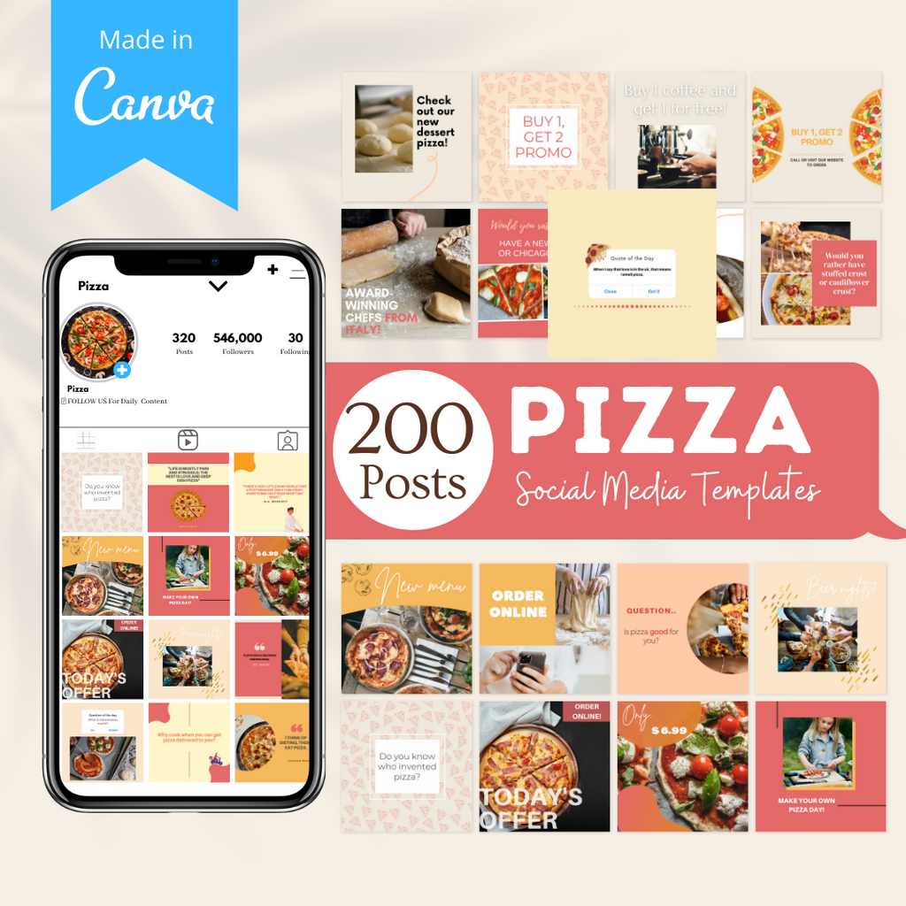 200 Pizza Posts - Social Media Templates – Viralcontent.design