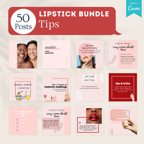 200 Lipstick Bundle Posts - Social Media Canva Templates – Viralcontent ...