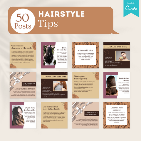 300 Hairstyle Posts - Social Media Canva Templates – Viralcontent.design