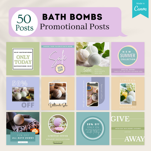 200 Bath Bombs Posts - Social Media Canva Templates – Viralcontent.design