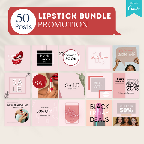 200 Lipstick Bundle Posts - Social Media Canva Templates – Viralcontent ...