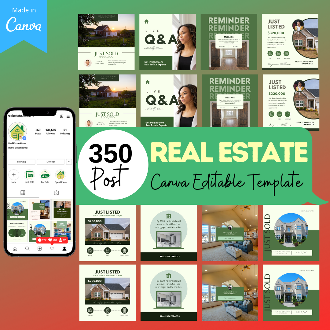 350 Real Estate - Canva Editable Templates – Viralcontent.design